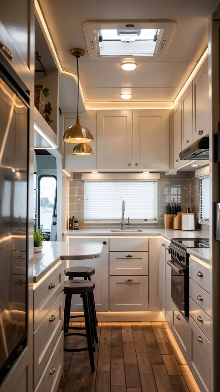21 Modern RV Interior Kitchen Decorating Ideas - rvshowoff.com