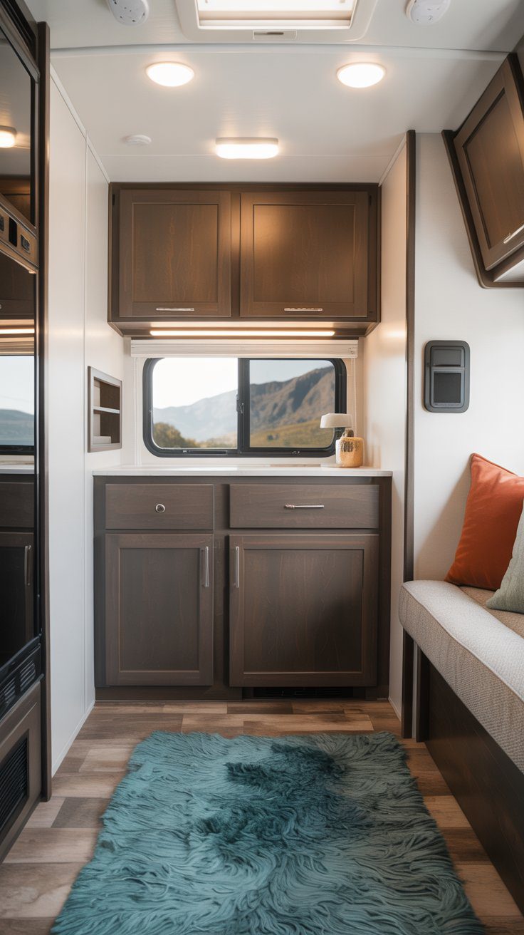 34 Brown Cabinet RV Decorating Ideas to Warm Up Your Space - rvshowoff.com