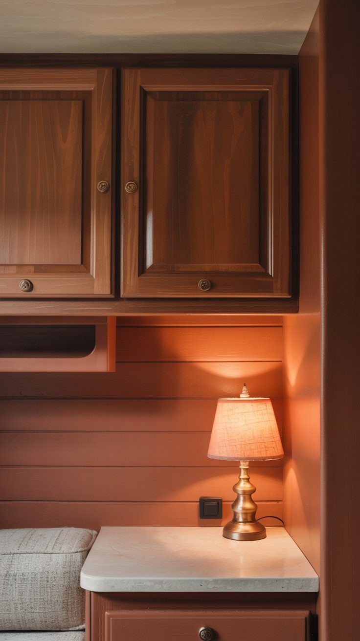 34 Brown Cabinet RV Decorating Ideas to Warm Up Your Space - rvshowoff.com