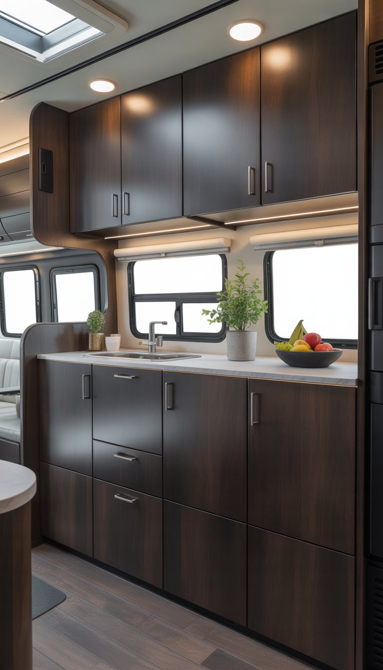 23 Dark Cabinet RV Decorating Ideas for a Sleek Look - rvshowoff.com